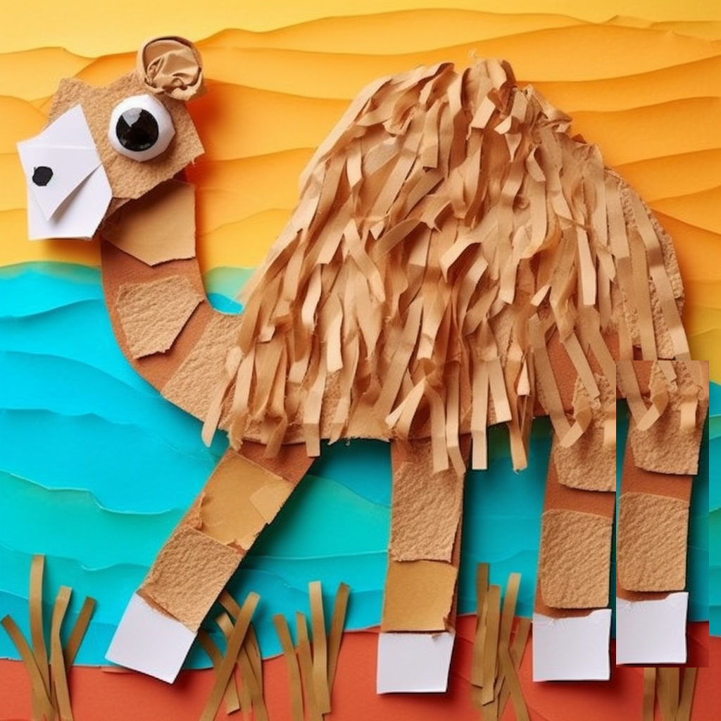 Torn Paper Camel Collage Craft